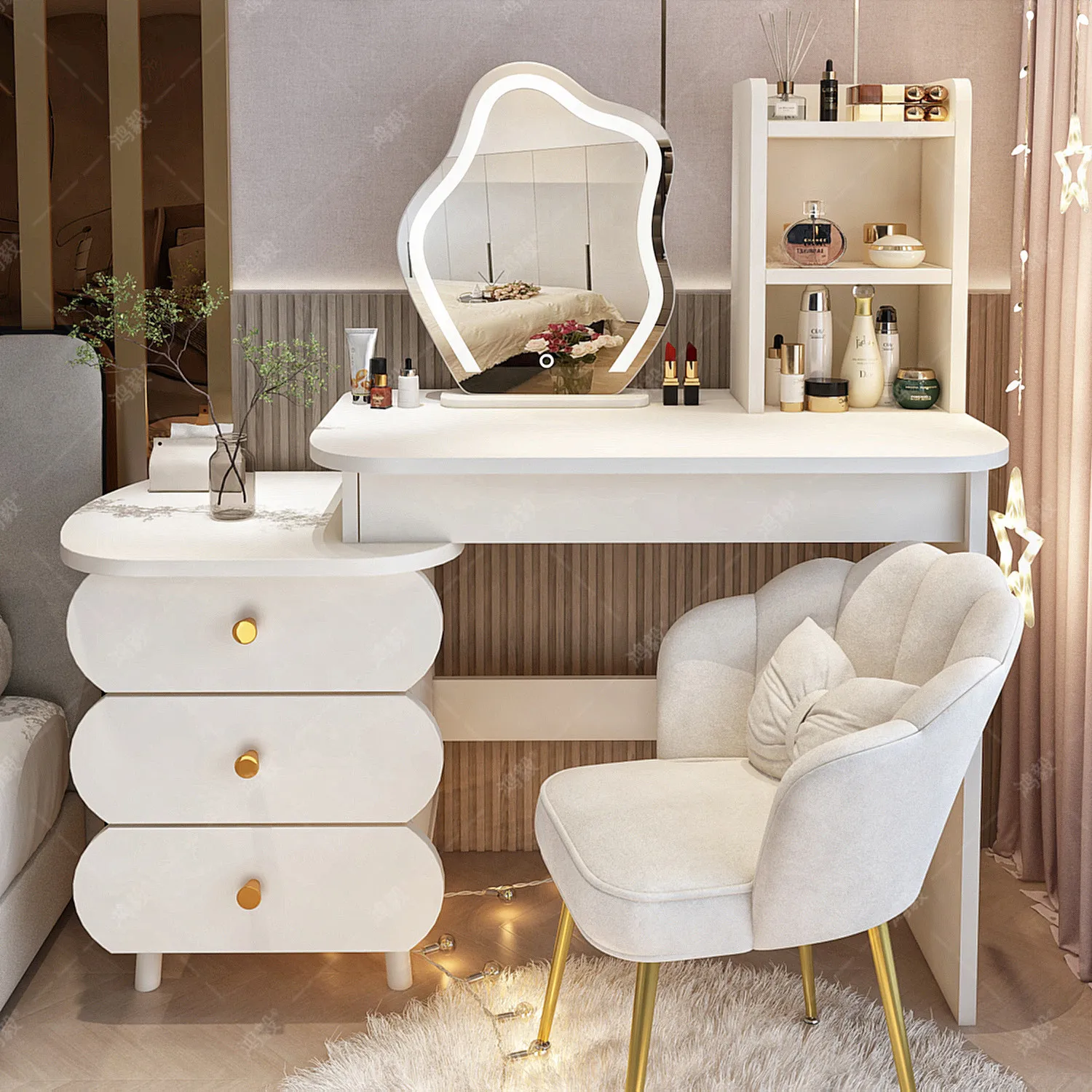 Mueble de tocador europeo con espejo, para maquillaje y uñas, con ...