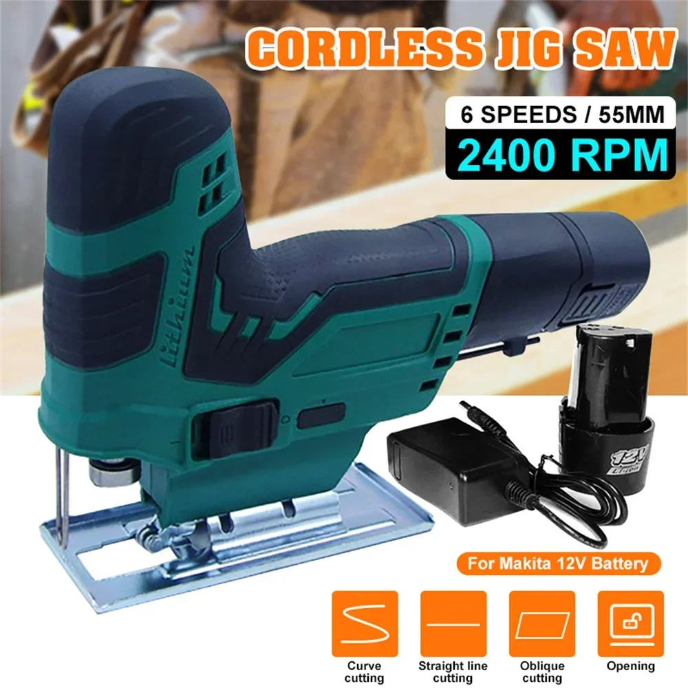 6-Speeds-55mm-2400RPM-Cordless-Jigsaw-12V-Electric-Jig-Saw-Multi ...