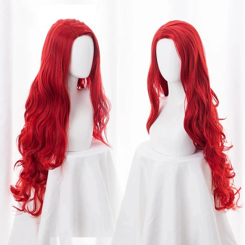 Movie Aquaman Mera Cosplay Wig Red Long Curly Wavy Heat Resistant ...
