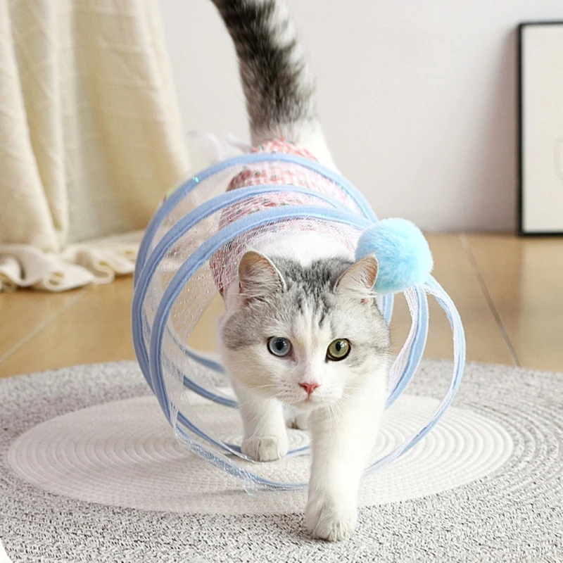 Cat-Toy-S-shape-Tunnel-Spring-Tube-Collapsible-Spring-Style-Toy-Sisal ...