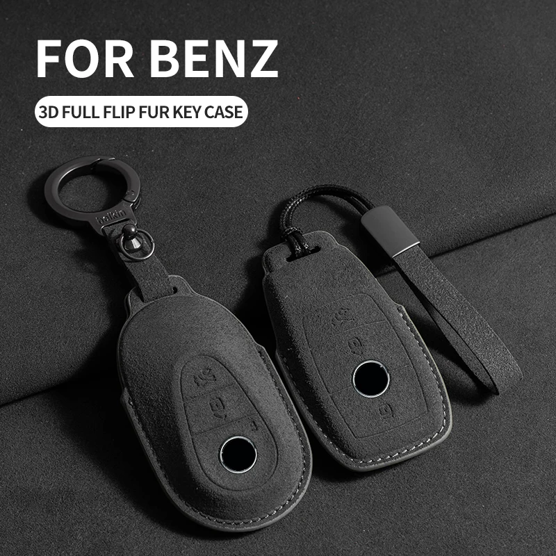 Leather-Suede-Car-Key-Case-Fob-Keychain-for-Mercedes-Benz-A-C-E-S-G ...
