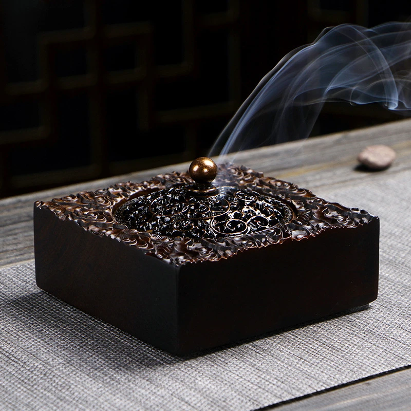 Ebony Incense Burner Home Indoor Coil Incense Burner Retro Zen Backflow ...