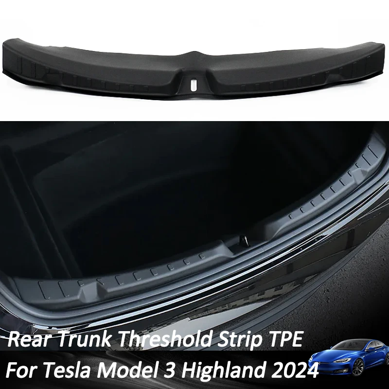 For Tesla Model 3 Rear Trunk Threshold Strip Bumper Protective Cover ...