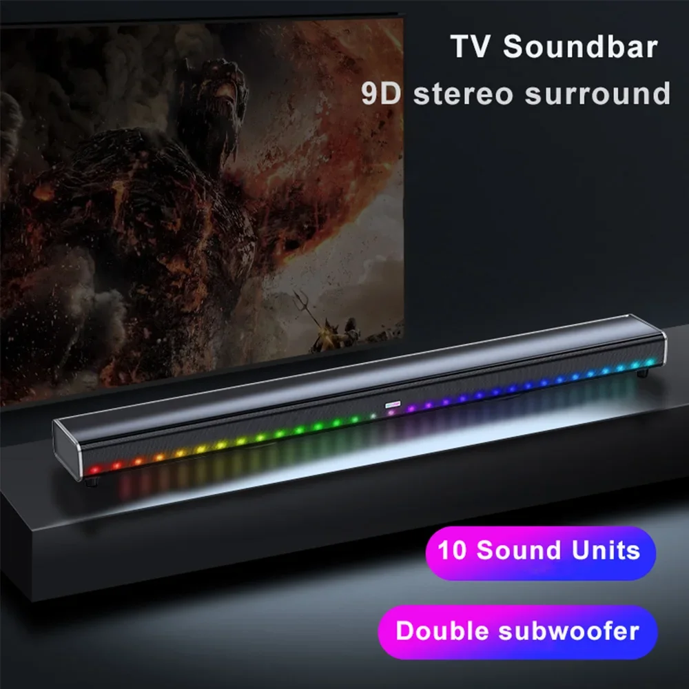 Home-Theater-TV-Sound-Bar-with-RGB-Lights-10-Sound-Units-Coaxial-AUX ...