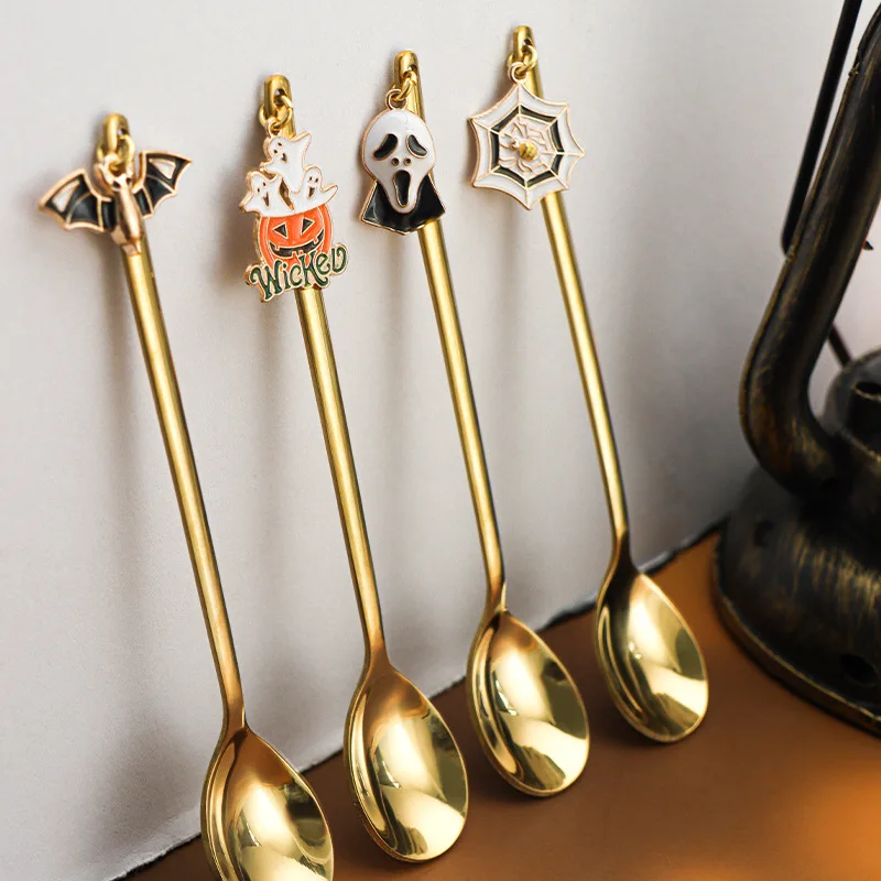 Stainless-Steel-Coffee-Spoon-With-Halloween-Style-Pendant-Creative ...