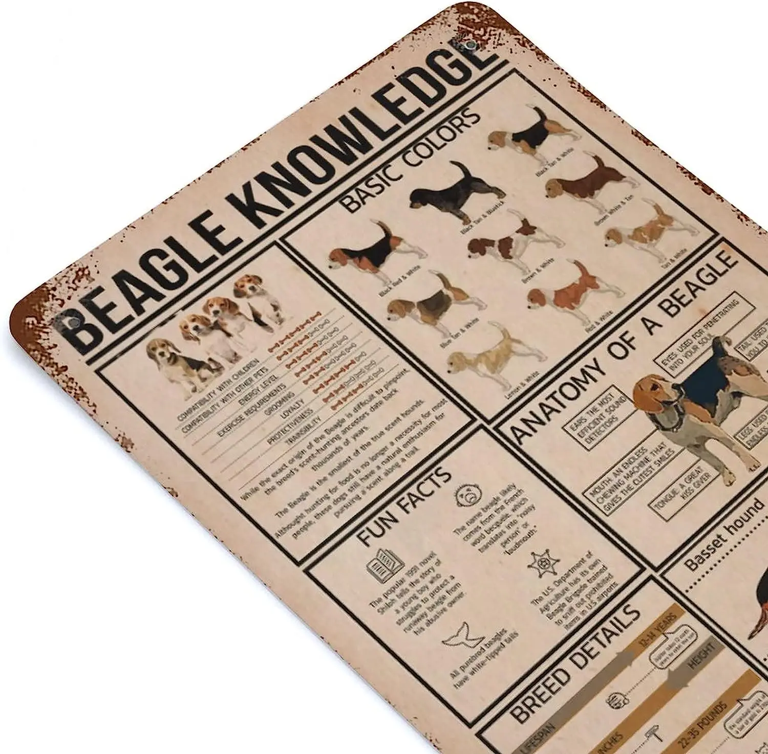 Beagle Knowledge Meta Sign - Gift Sign