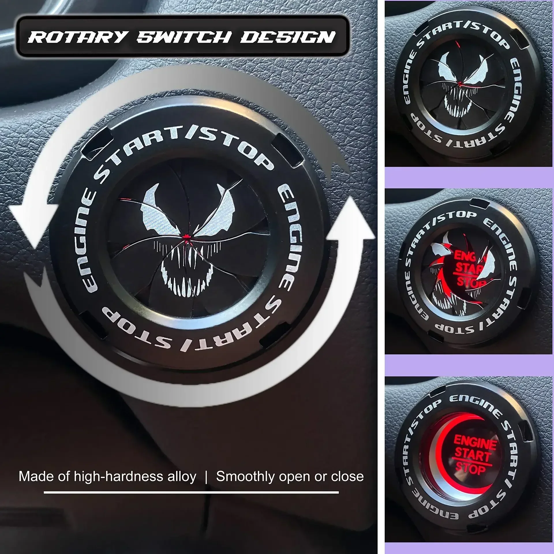 Car-Onekey-Start-Stop-Button-Cover-Car-Interior-Decor-Sticker-Engine ...