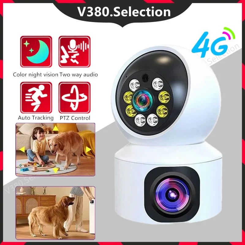 8MP-4K-Dual-Lens-Camera-4G-SIM-Card-Indoor-Smart-Home-Webcam-Color ...
