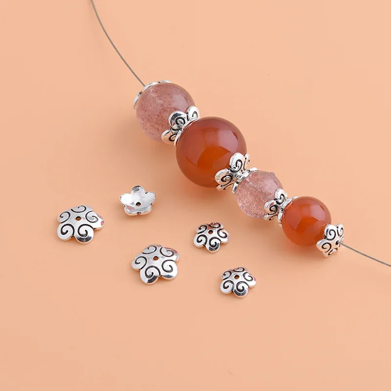 10pcsS925-Sterling-Silver-Retro-Flower-Receptacle-semi-finished ...