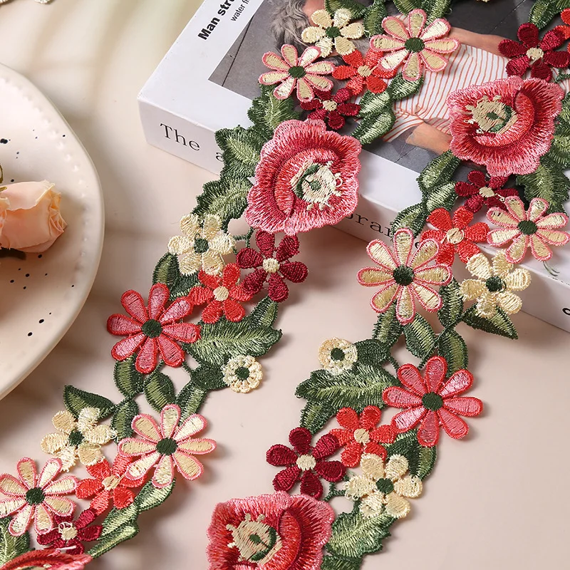 1Yard-7-5cm-wide-Red-Lace-Embroidery-Trim-Ribbon-DIY-Garment-Hair ...