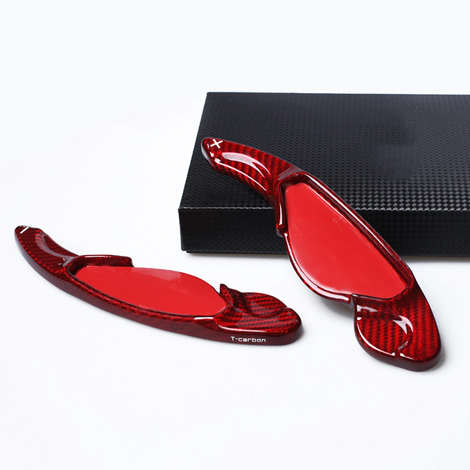 Red-Black-Carbon-Fiber-Car-Gear-Steering-Wheel-Shift-Paddle-Extension ...
