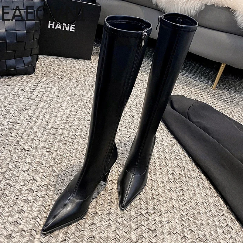 Botas-altas-de-punta-estrecha-para-mujer-zapatos-de-tac-n-alto ...