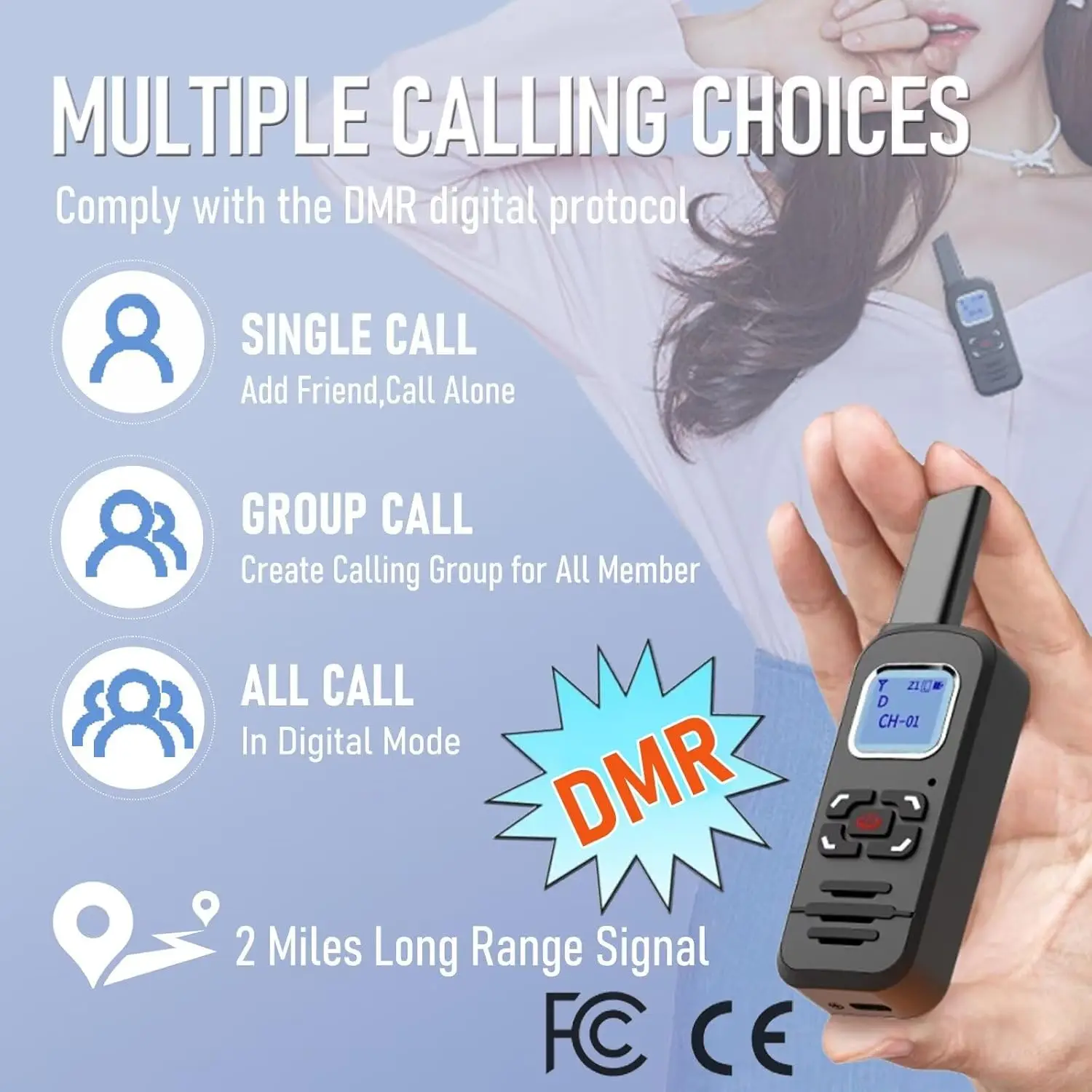 Walkie Talkie Digital, Mini DMR, Compatible con 100%, Radio Digital ...