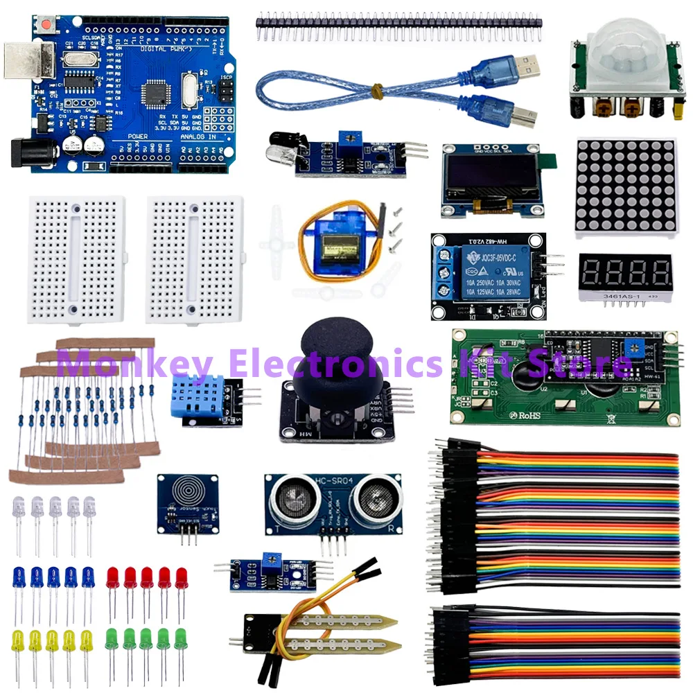 0.96 inch OLED Starter Learing Kit for R3 Board improved development board LCD 1602 Beginner's ...