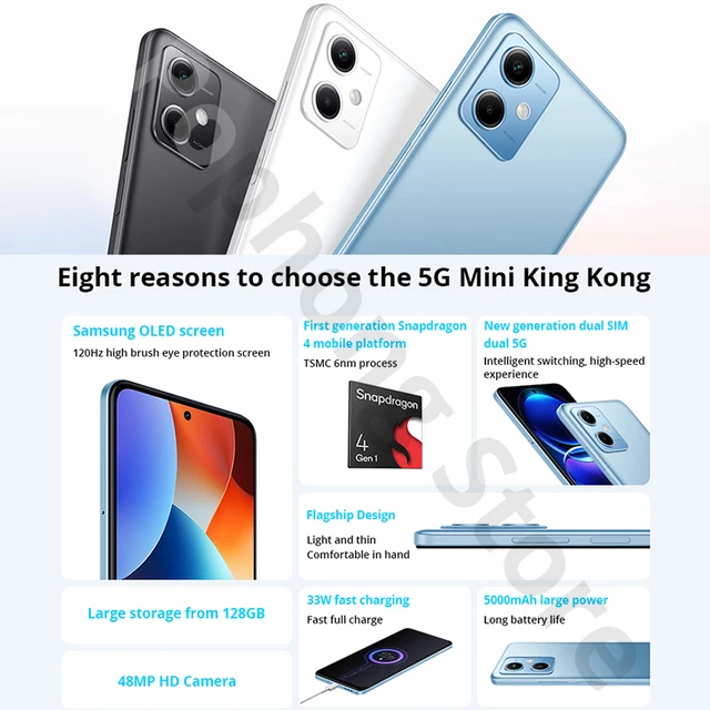 Xiaomi Redmi Note 12 5G SmartPhone 6.67 inch Snapdragon 4 Gen 1 Octa ...