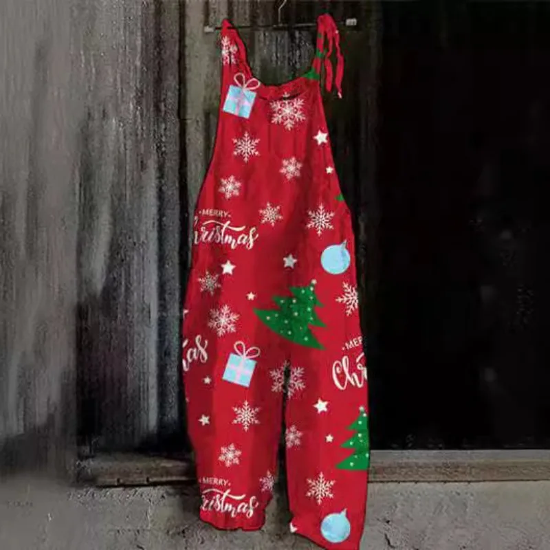 Rompers Unisex Suspender Pants Christmas Pattern Print Women Men ...