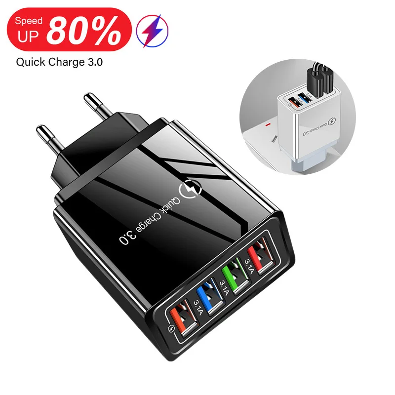 EU-US-UK-Plug-Quick-Charging-3-0-4-USB-Charger-Multiple-Port-Coloful ...