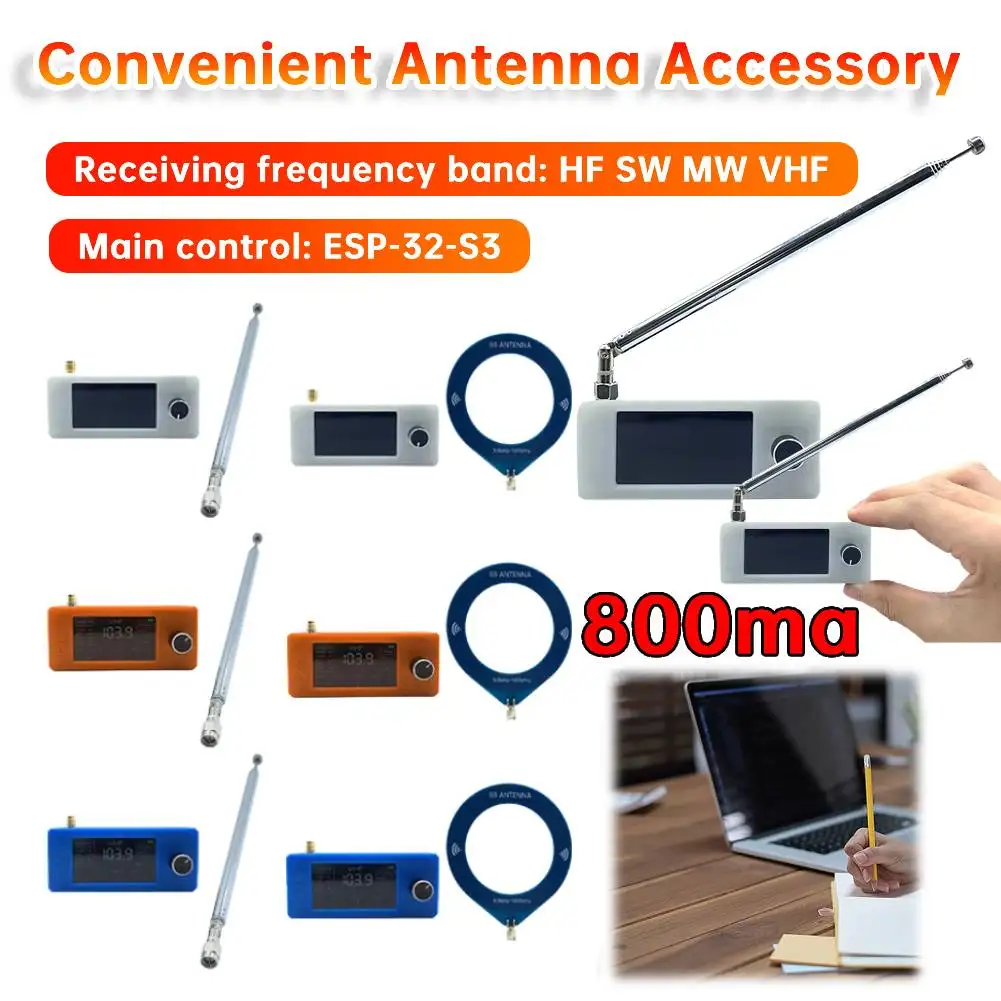 SI4732 0.5-108mhz Pocket Mini Radio 1.9inch IPS Screen FM/AM Radio with ...