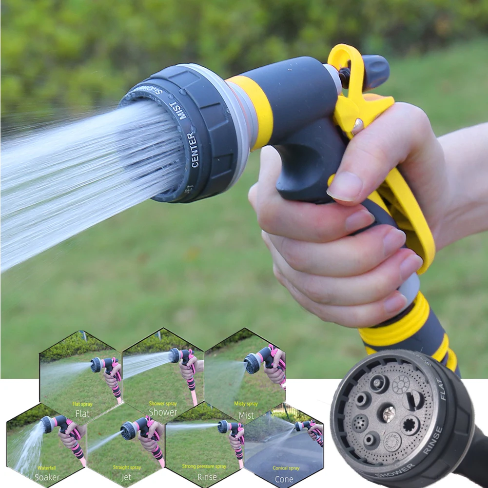 Garden-Watering-Gun-Car-Washer-Machine-8-Modes-Spray-Patters-Hose ...