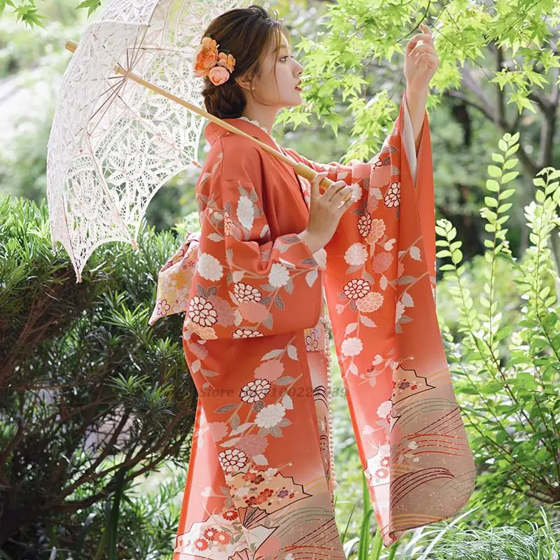 Vestido kimono japonés para mujer, cárdigan largo con estampado tradicional japonés, yukata ...