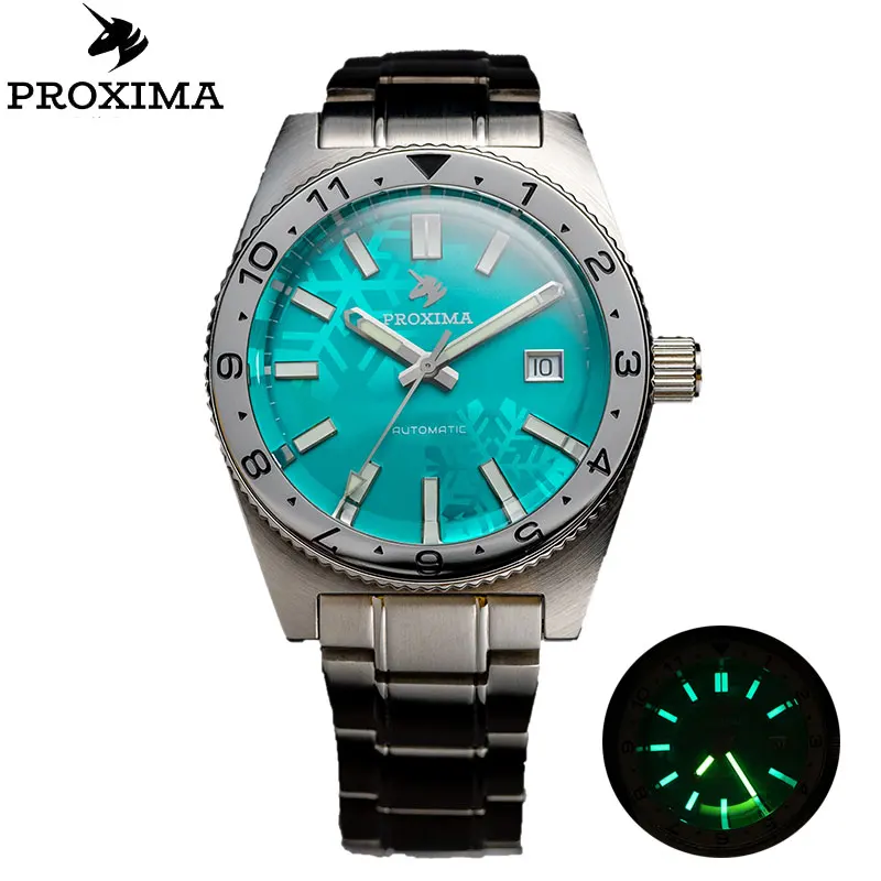 proxima series 40mm Diver Men Watch Sapphire Glass Snowflake Dial ...
