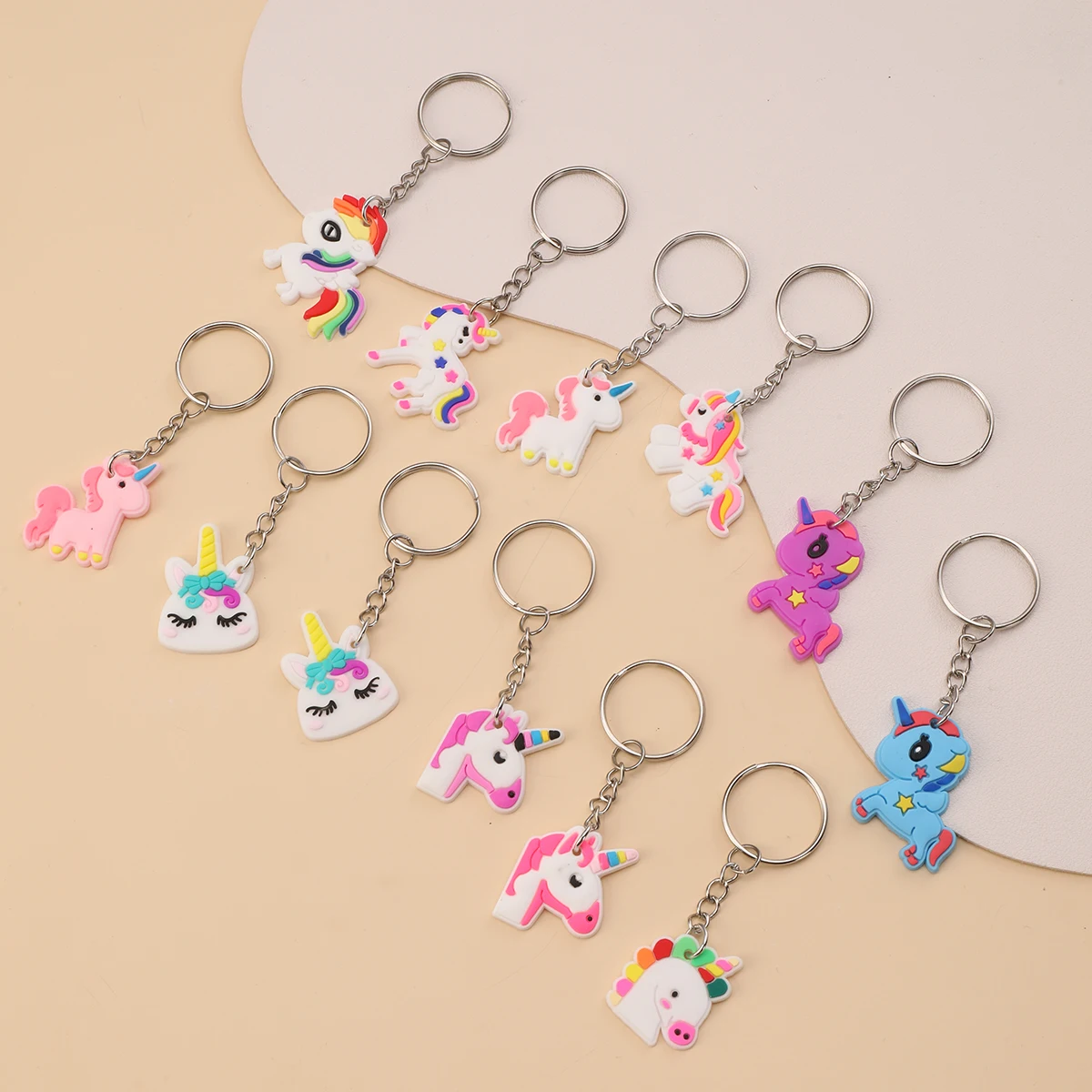 12pcs Unicorn Keychains Soft Rainbow Key Ring Animals Toys Backpack ...