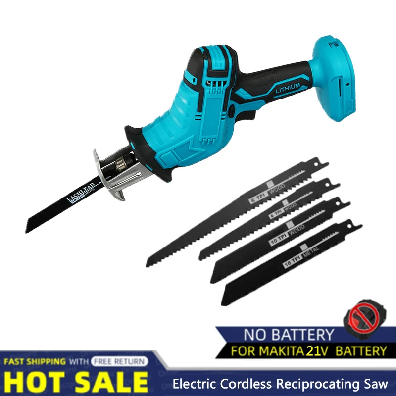 21V Portable Cordless Reciprocating Saw Handsaw Replacement Metal Wood ...