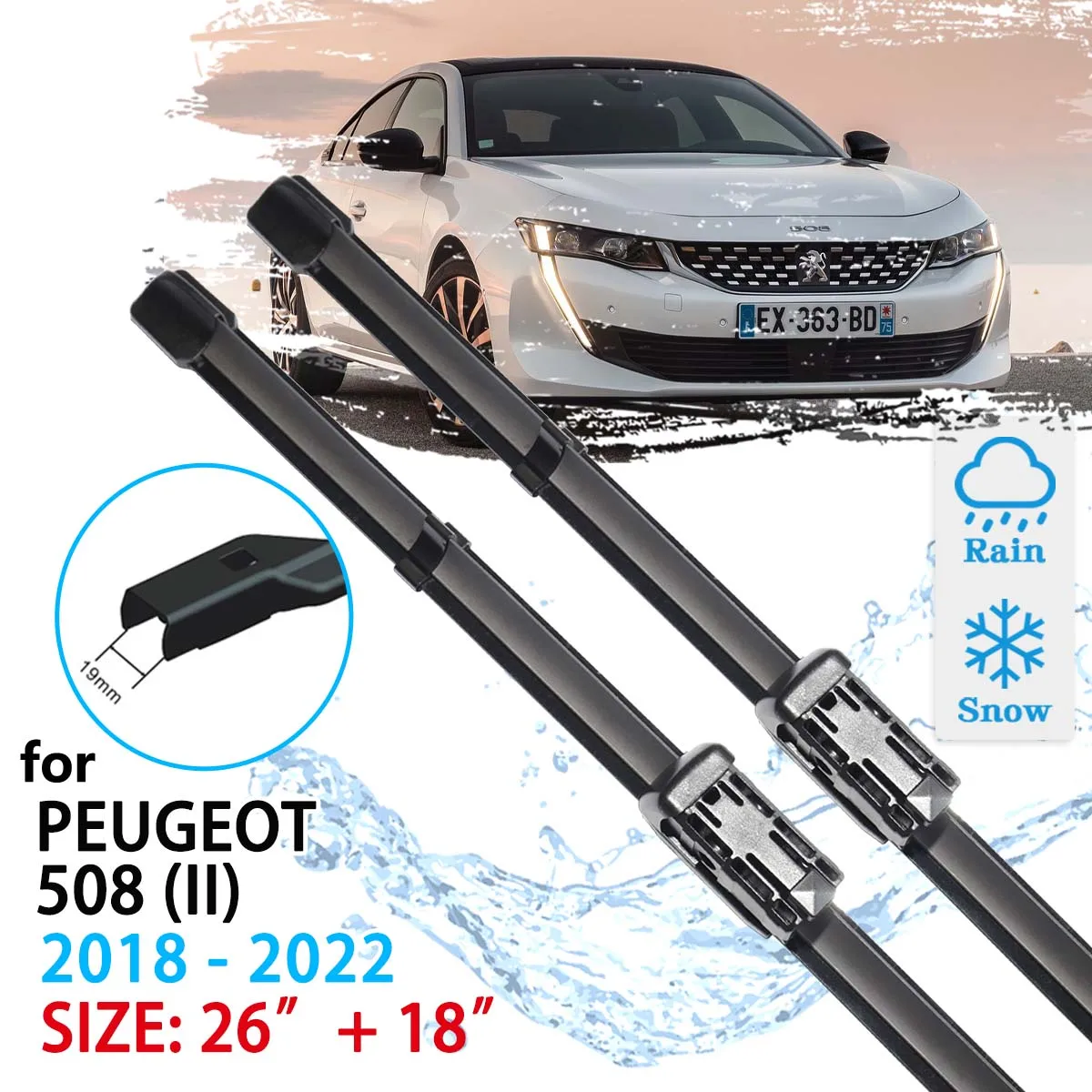 Car Front Wiper Blades For Peugeot 508 Mk2 2018 2019 2020 2021 2022 ...