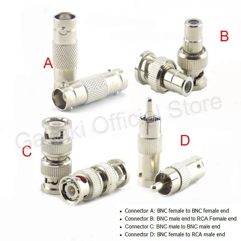 2-5-10Pcs-BNC-Female-Connector-to-Female-BNC-Male-to-Male-RCA-Female ...