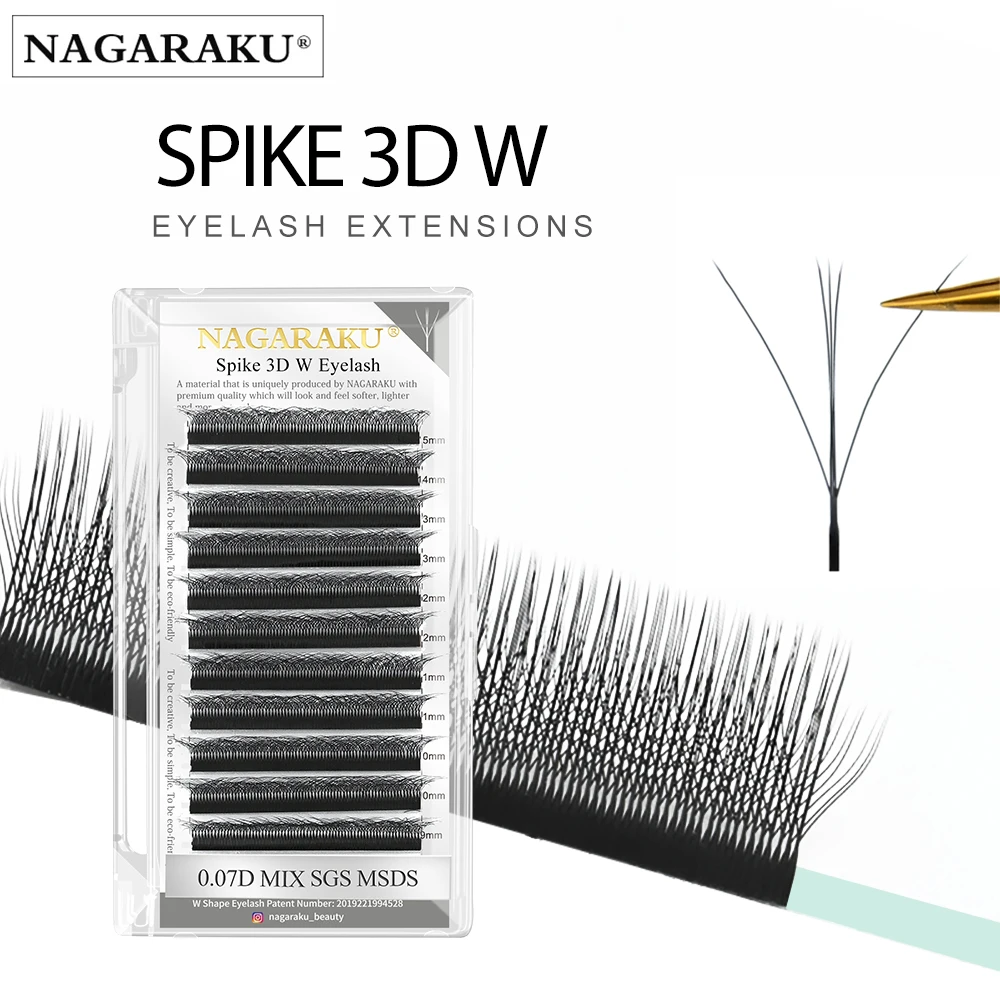 NAGARAKU Spike 3D W Shape Premade Volume Fans Lashes 12Lines/Tray ...