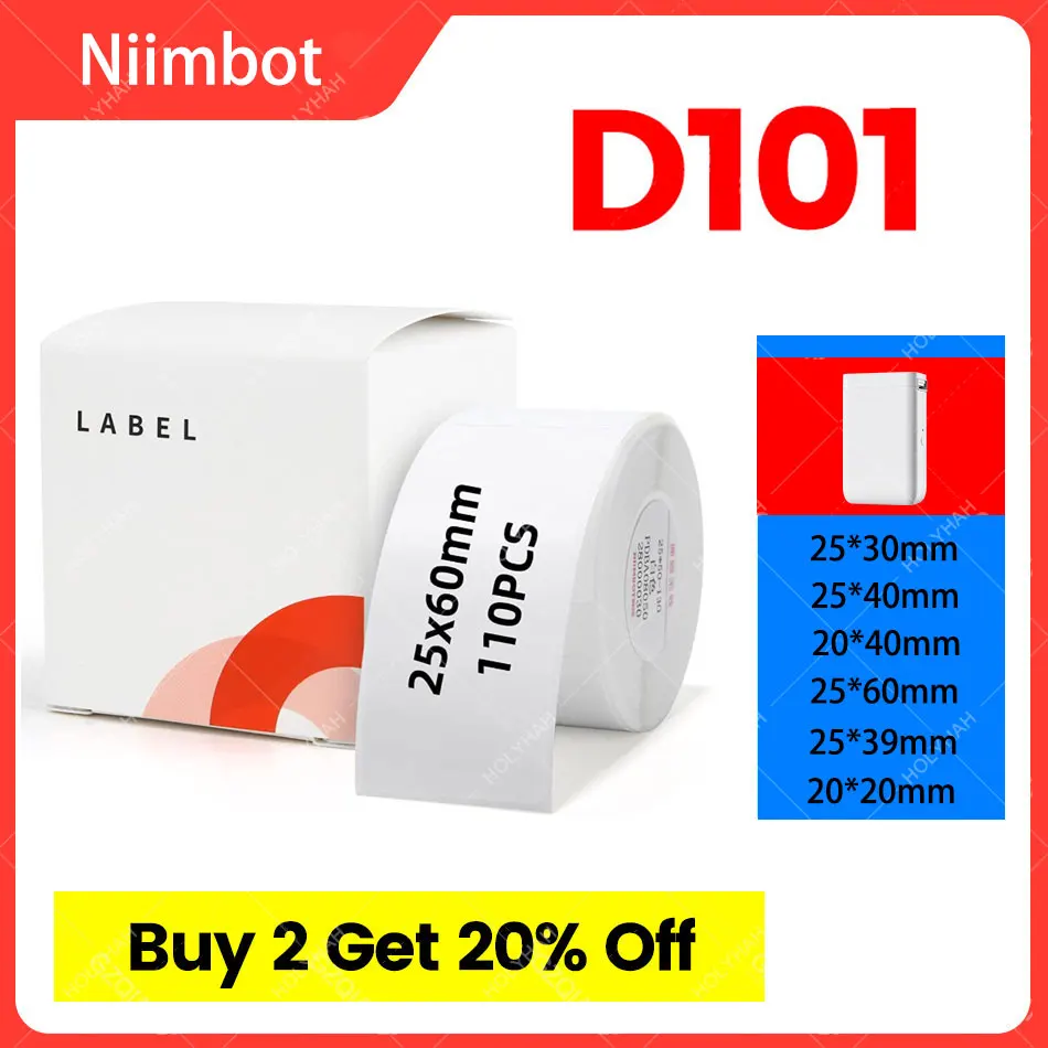 NIIMBOT D101 Mini White Printer Label Sticker Anti-Oil Waterproof Tear ...