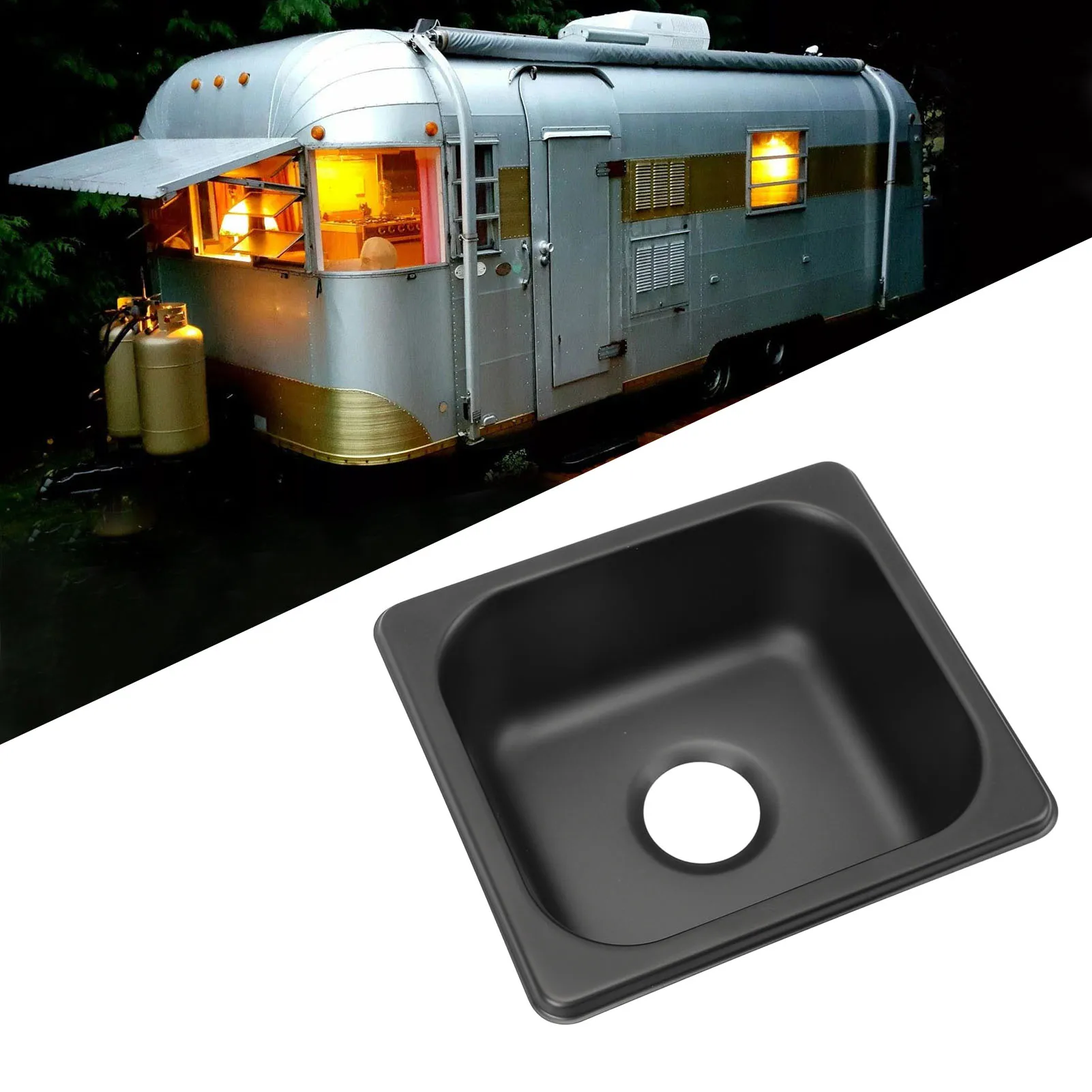 175 X 160 X 70mm RV Sink 304 Stainless Steel Black Electroplated Drop ...