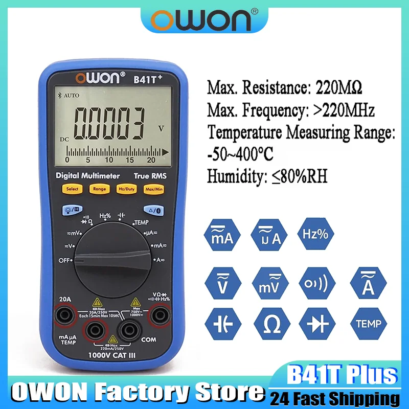 Multímetro Digital OWON B41T + 1/2, multímetro Digital 3 en 1, valores eficaces verdaderos ...