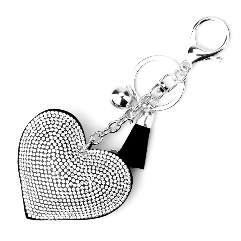 14Colors Silver Plated Heart Keychain Leather Tassel Holders Metal ...