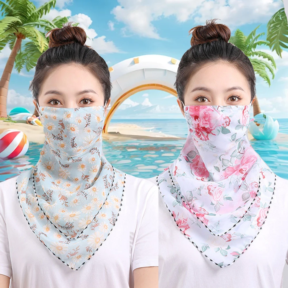 Women-Summer-Sunscreen-Floral-Neck-Wrap-Cover-Face-Cover-Sun-UV ...