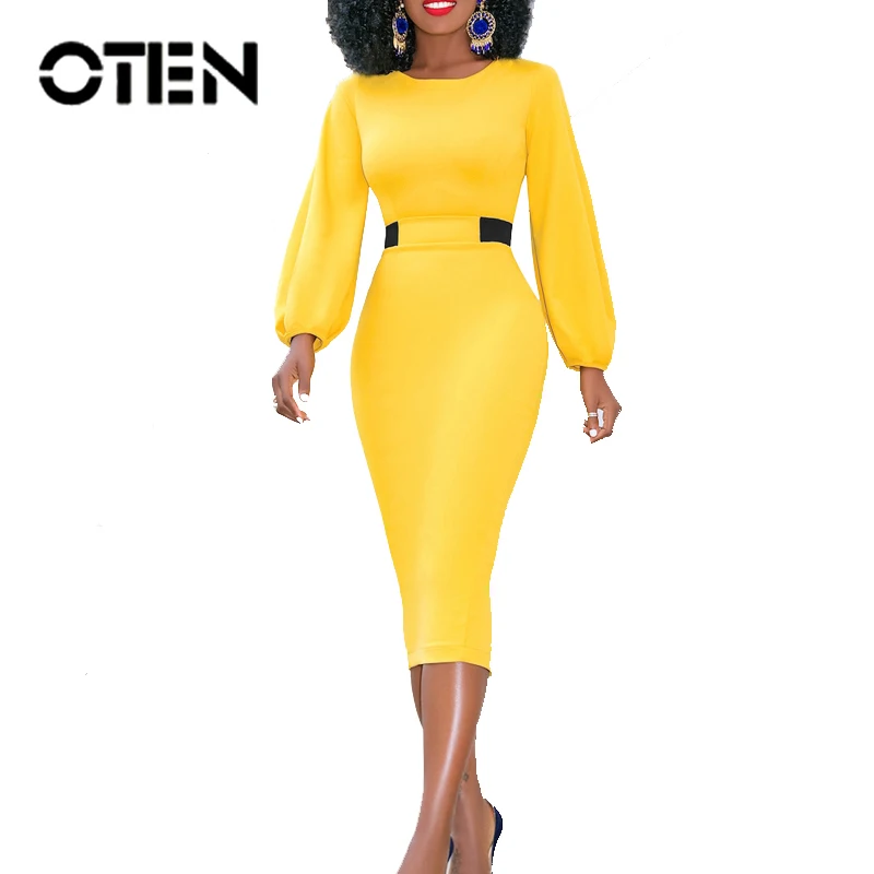 OTEN Vestidos Midi con mangas acampanadas para mujer, vestidos de ...