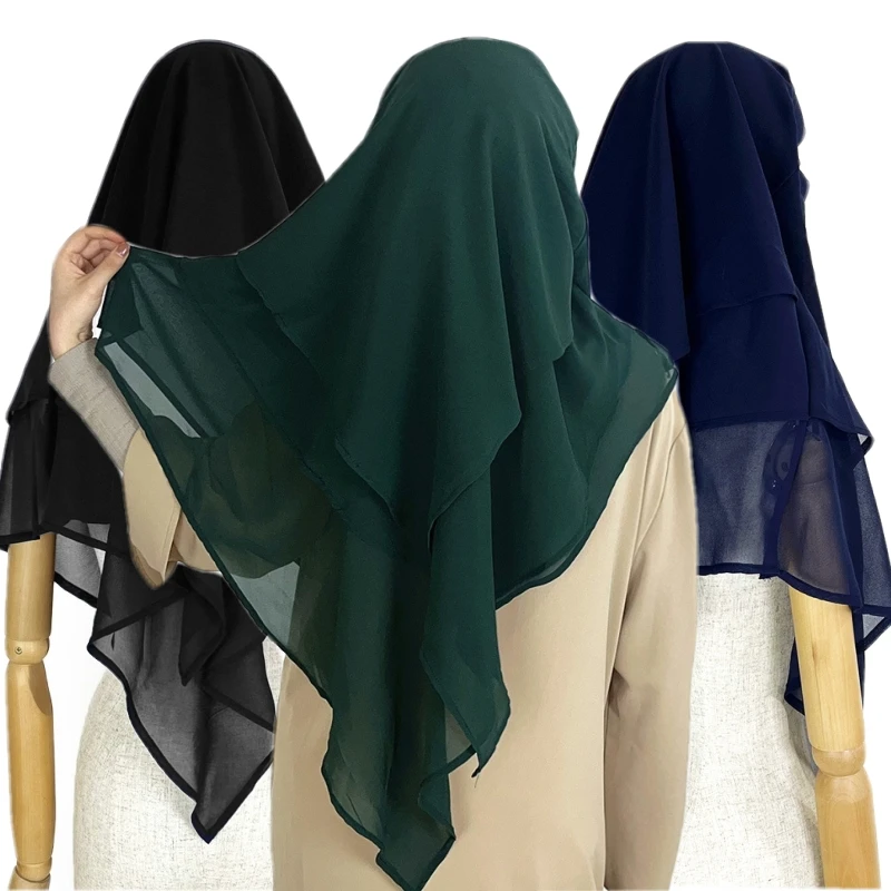 Women-s-Muslim-Islamic-Three-Layers-Chiffon-Hijab-Headscarf-Arab-Prayer ...