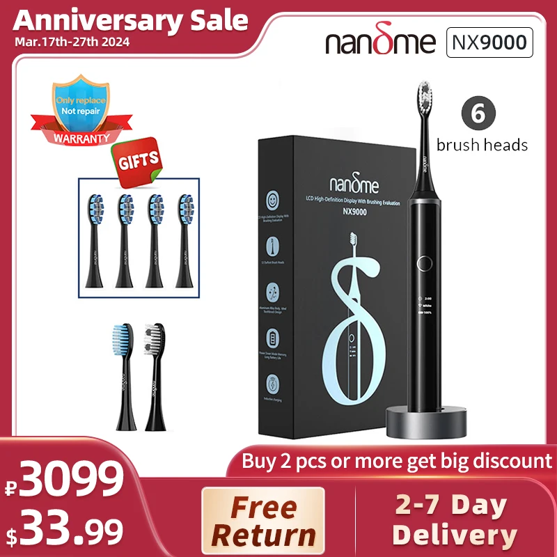 Nandme Electric Toothbrush sonic NX9000 NX8000 IPX7 Waterproof Smart ...
