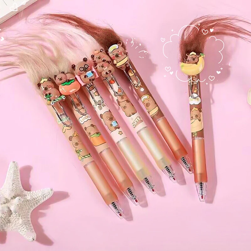Anime-Capybara-Cartoon-Gel-Pens-Student-Stationery-Creative-Fried-Hair ...