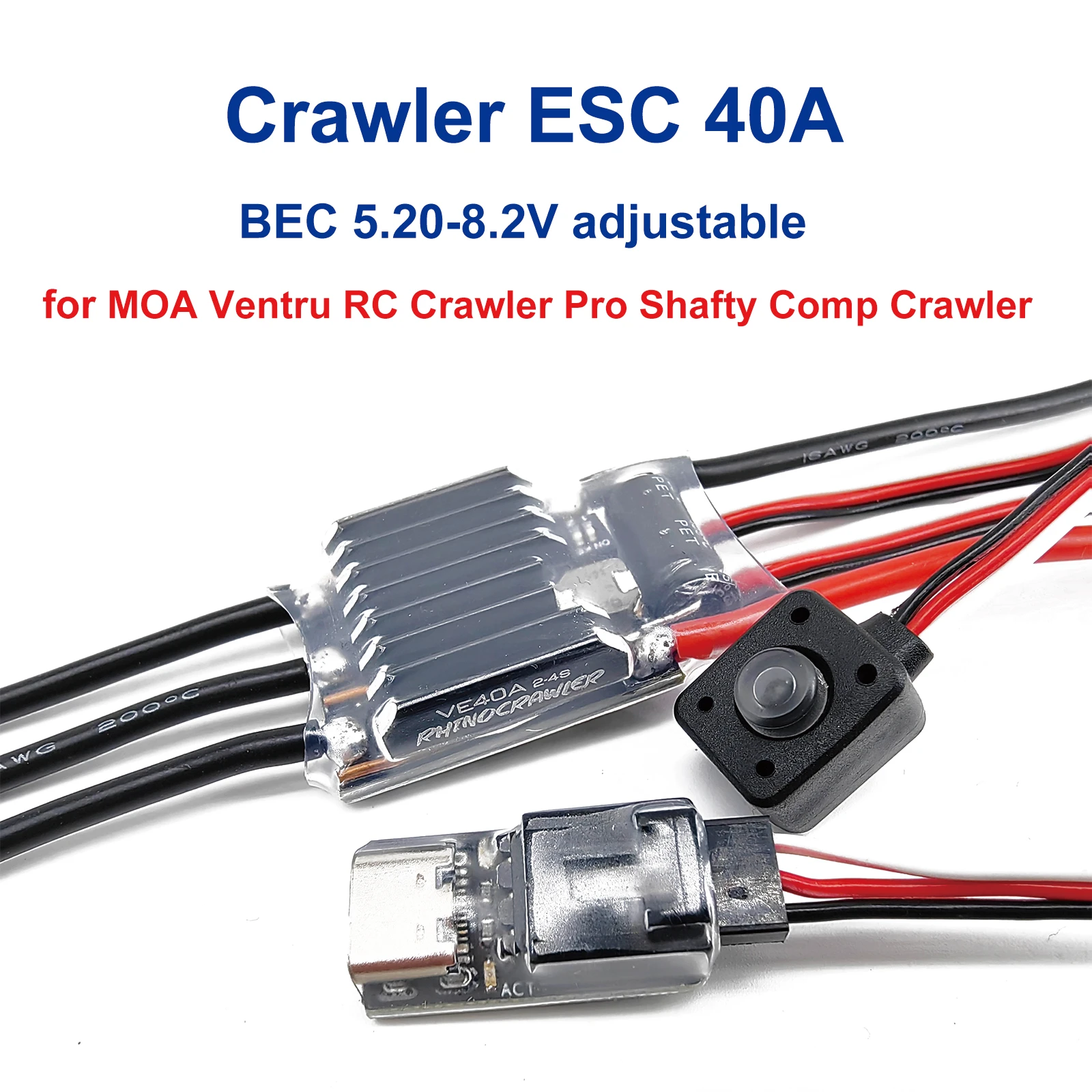 RhinoESC AM32 40A Crawler ESC BEC 5.2~8.2V for Traxxas Axial MOA Ventru ...