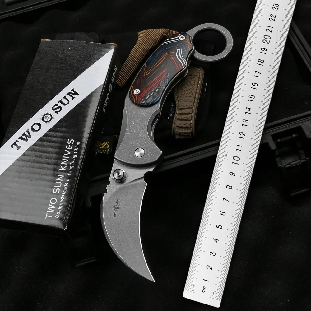 Two Sun Ts373 Folding Knife D2 Blade Tactical Titanium Alloy+g10 Handle ...