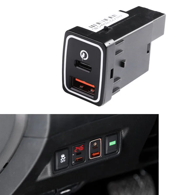 1PC-Car-Quick-Charge-Dual-QC3-0-USB-Type-C-PD-Charger-Car-Interface ...