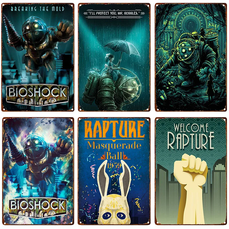 Bioshock-carteles-de-placas-de-videojuegos-Rapture-carteles-de-Metal ...