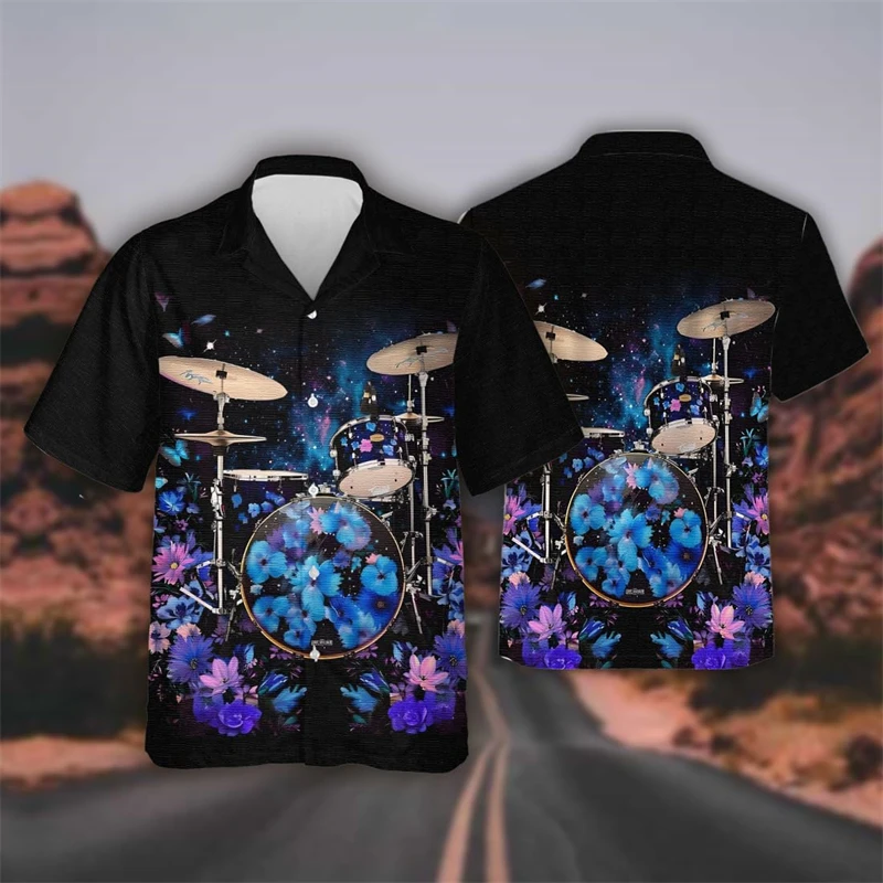 Musical-Instrument-Drum-Graphic-Shirts-For-Men-Clothes-Hip-Hop-Band ...