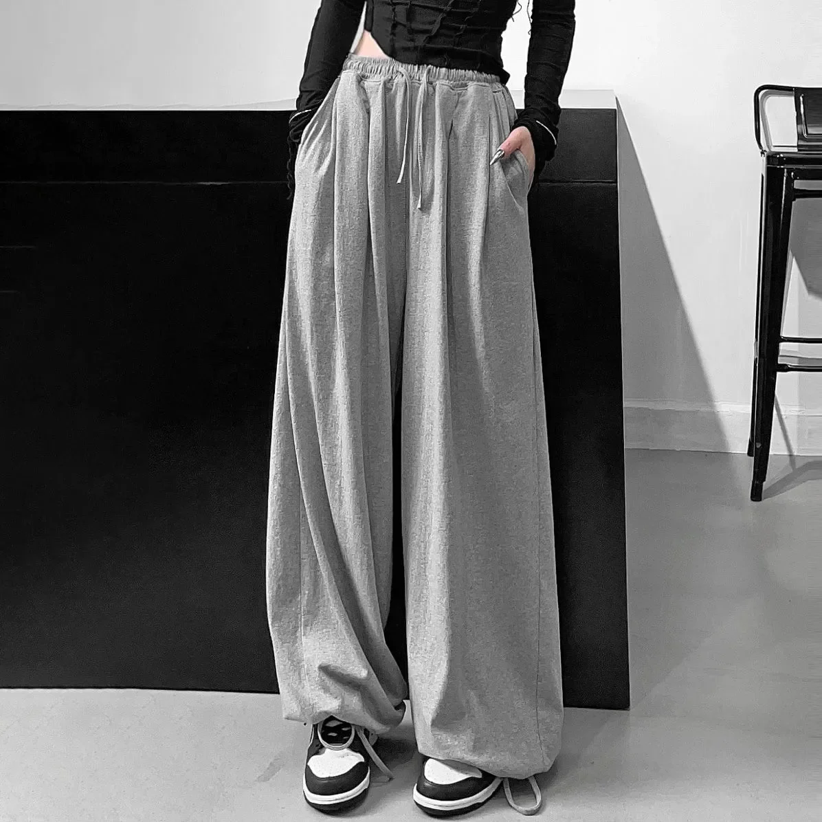 High-waisted-Slimming-Casual-Versatile-Harem-Pants-Loose-fit-Wide-leg ...