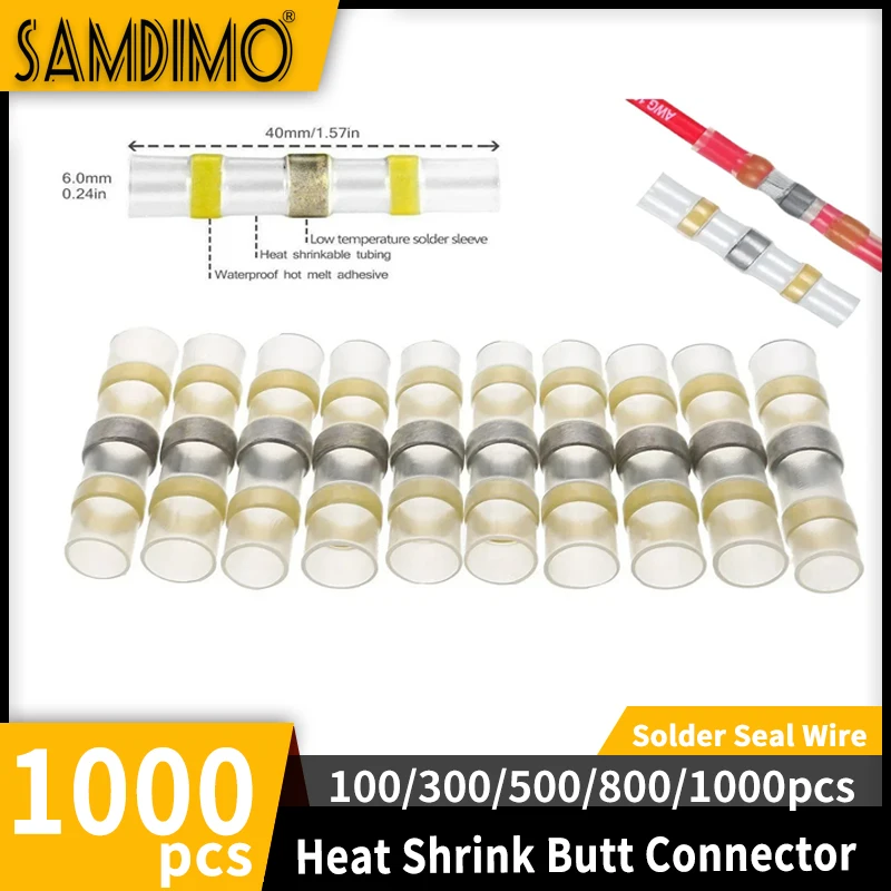 Durable-Yellow-Solder-Seal-Wire-Waterproof-Heat-Shrink-Butt-Connector ...