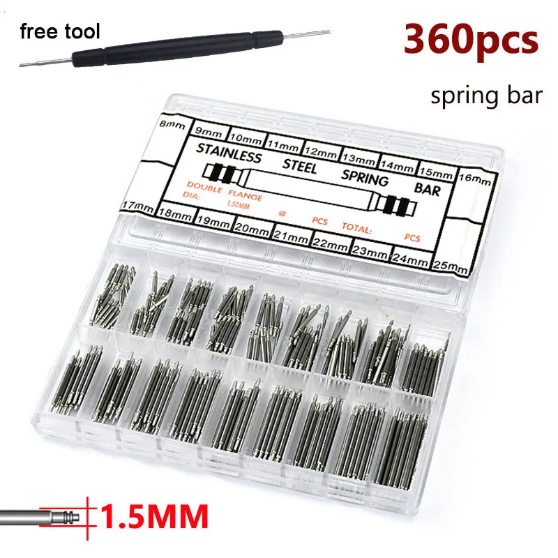 360PCS-Box-8-25mm-Watch-Band-Repair-Tool-Stainless-Steel-Spring-Bar ...