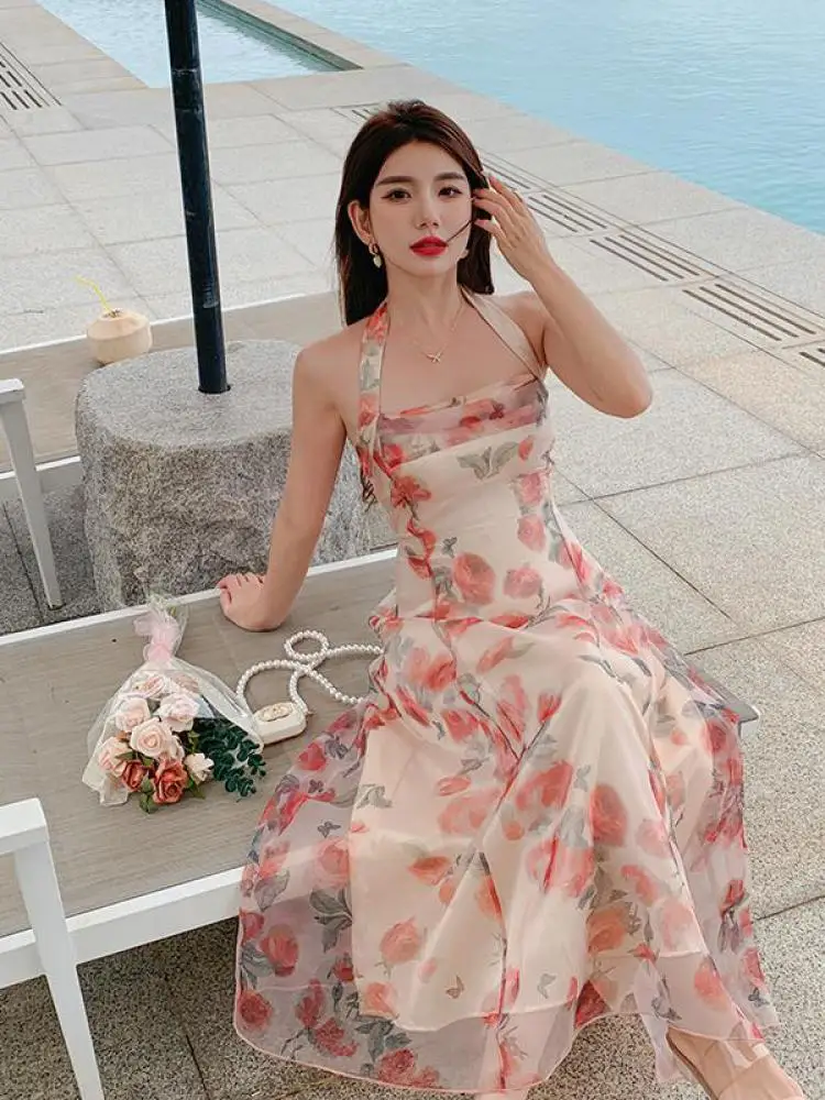 Chiffon-High-Quality-Print-Halter-Dress-Women-Sleeveless-Sexy-Party ...