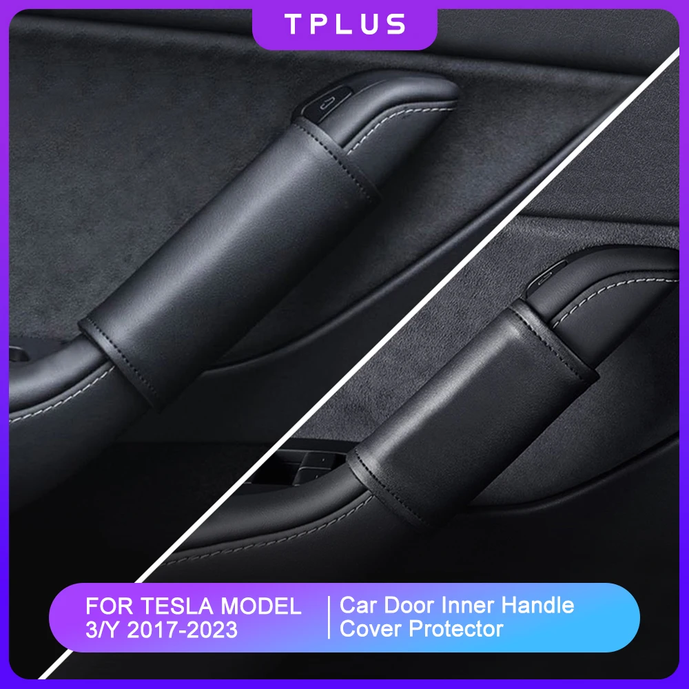ModelY-Door-Inner-Handle-Protector-Cover-Leather-For-Tesla-Model-3-Y ...