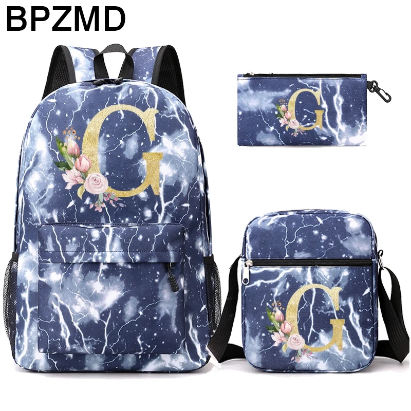 26 English Letters Grey Backpack Cosplay Canvas for Boys and Girls ...